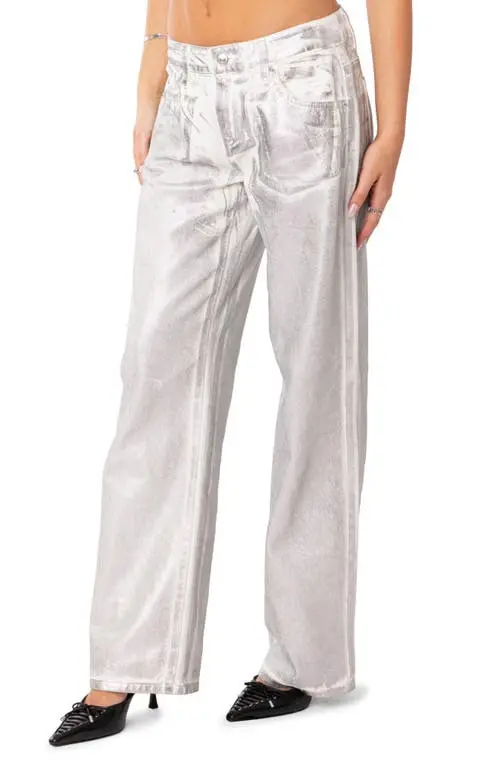 EDIKTED Jolene Metallic Straight Leg Jeans