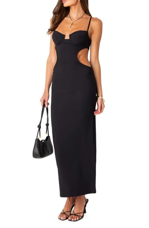EDIKTED Cutout Ribbed Maxi Dress