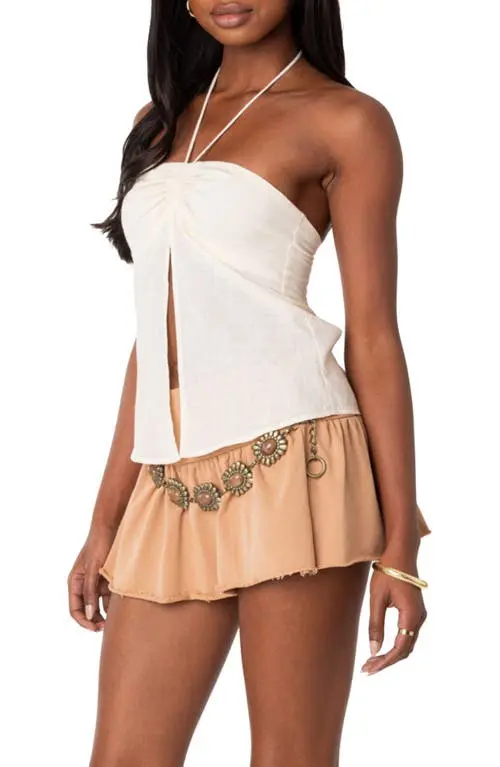 EDIKTED Split Front Ruched Halter Top