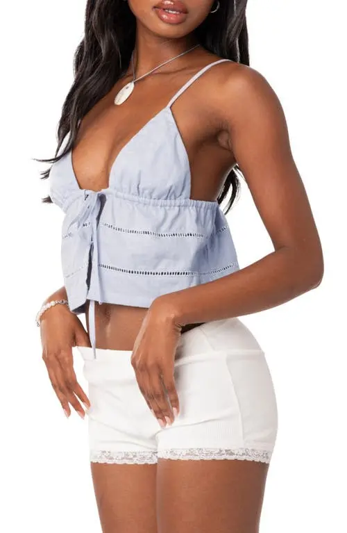 EDIKTED Candy Tie Front Camisole - Blue
