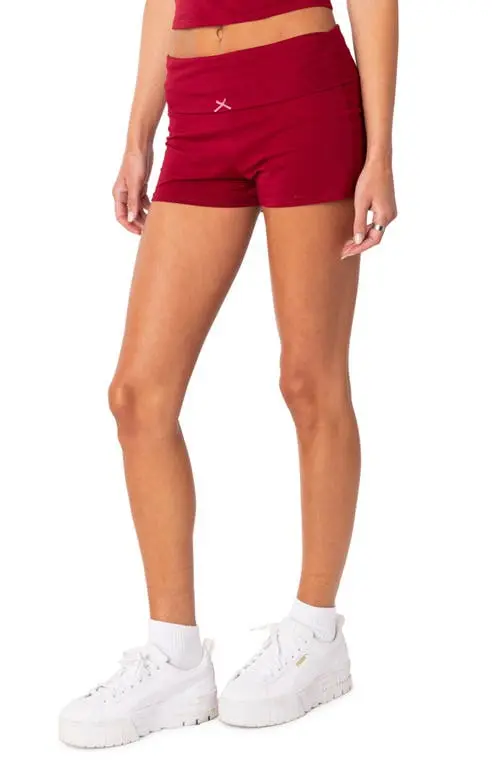 EDIKTED Too Sexy Foldover Stretch Cotton Shorts