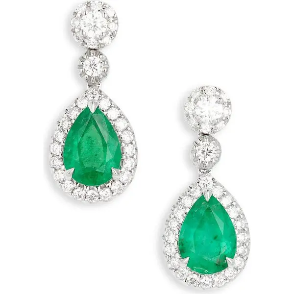 VALANI ATELIER Emerald & Diamond Drop Earrings - White Gold