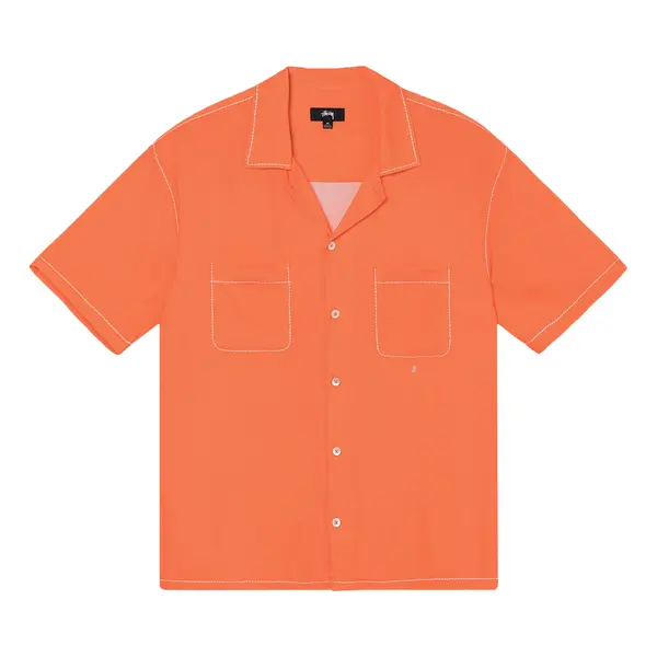 StÜssy Contrast Pick Stitched Shirt 'peach - Orange