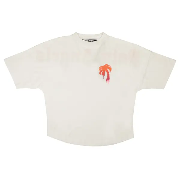 Palm Angels Sprayed Palm Logo Over Tee /fuchsia - White