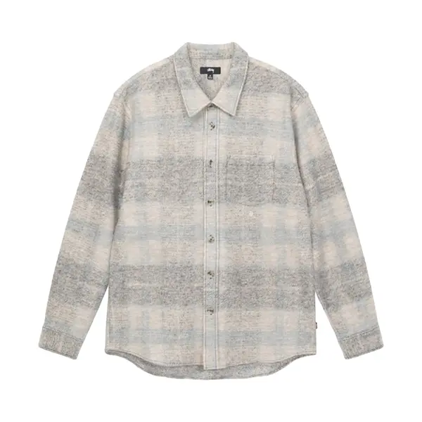 StÜssy Plaid Knit Shirt - Grey