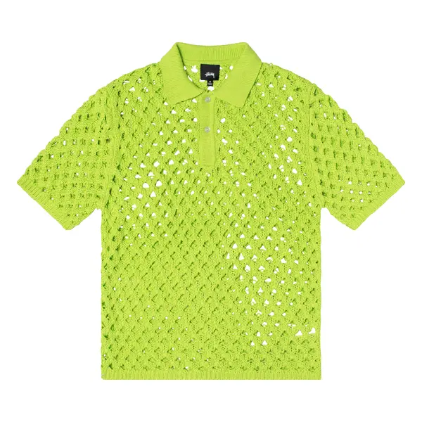 StÜssy Big Mesh Polo Sweater 'lime - Green