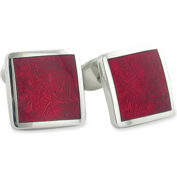 David Donahue Sterling Silver Cuff Links - Burgundy