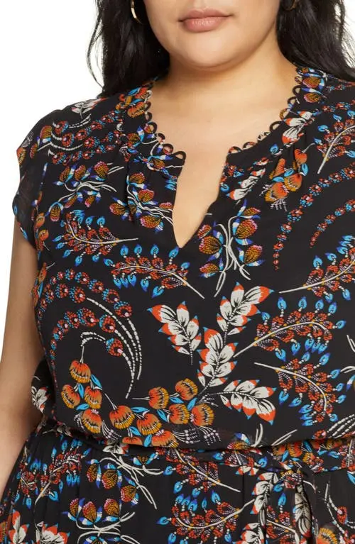 DR2 BY DANIEL RAINN Printed Tie Waist Dress