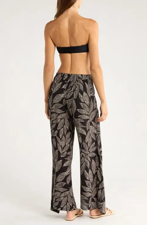 Elan Print Cover-up Wrap Pants - Black Catagena Print