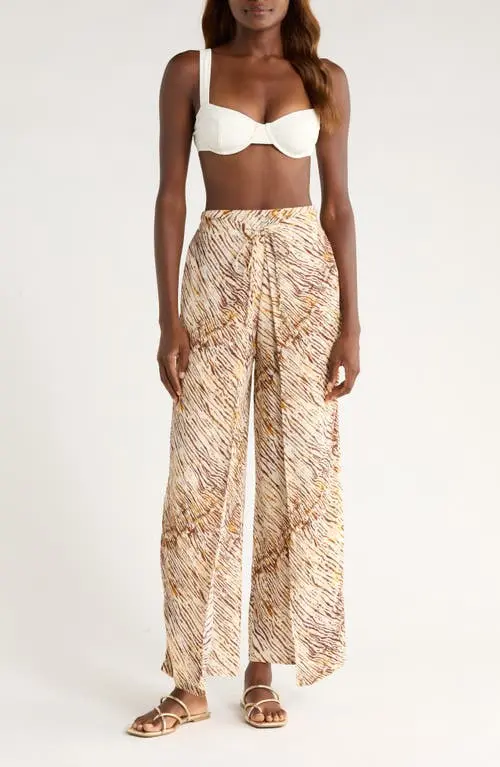 Elan Print Cover-up Wrap Pants - Neutral Sahara