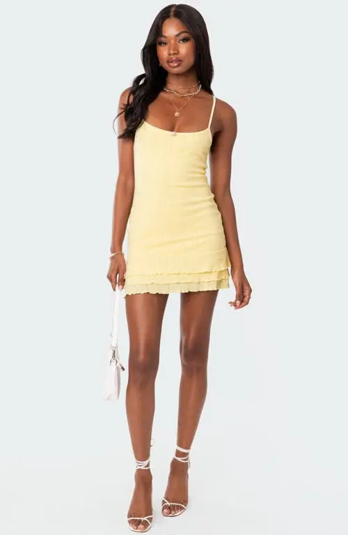 EDIKTED Pointelle Ruffle Hem Minidress