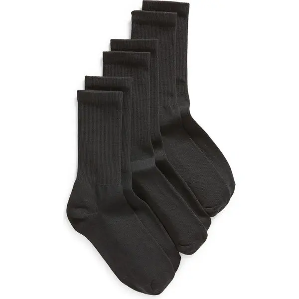 Nordstrom Everyday Crew Socks Pack Of 3 - Black