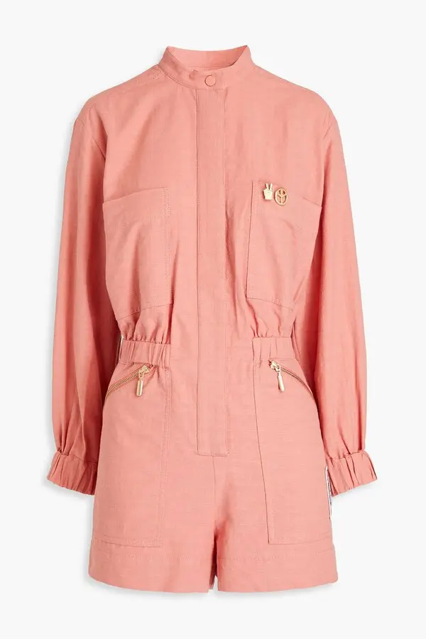Zimmermann Appliquéd Cotton Playsuit - Peach