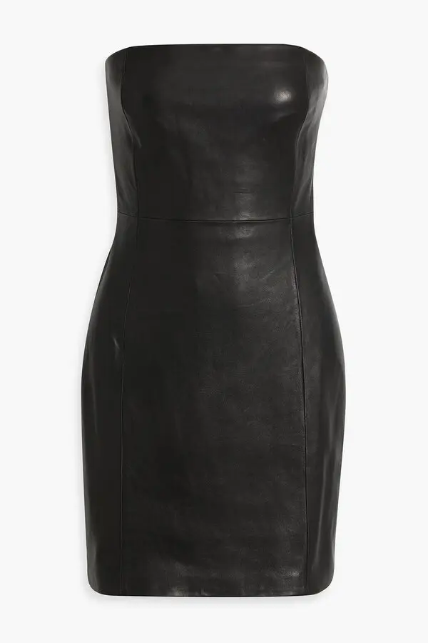 Theory Strapless Leather Mini Dress