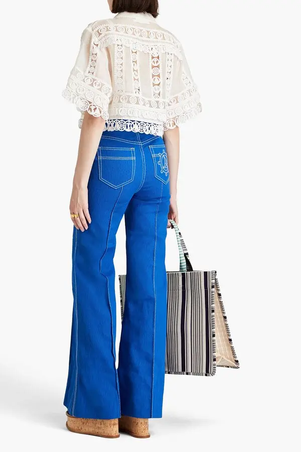 Zimmermann Embroidered High-rise Flared Jeans