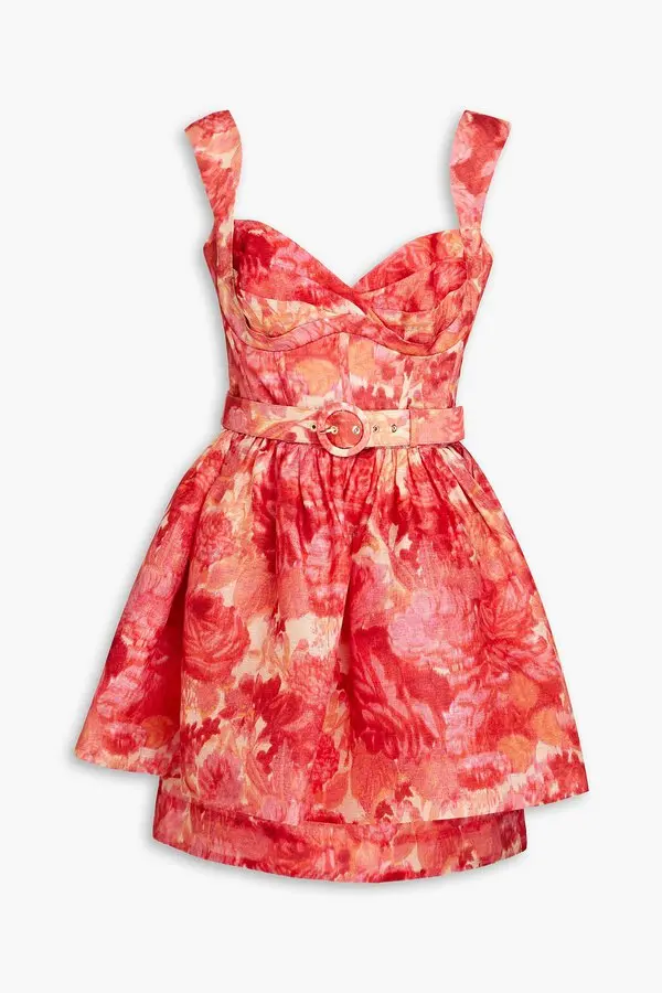 Zimmermann Belted Floral-Print Peplum Mini Dress In Red - 75% Off |  Editorialist