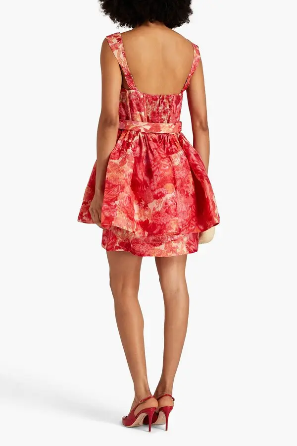 Zimmermann Belted Floral-Print Peplum Mini Dress In Red - 75% Off |  Editorialist