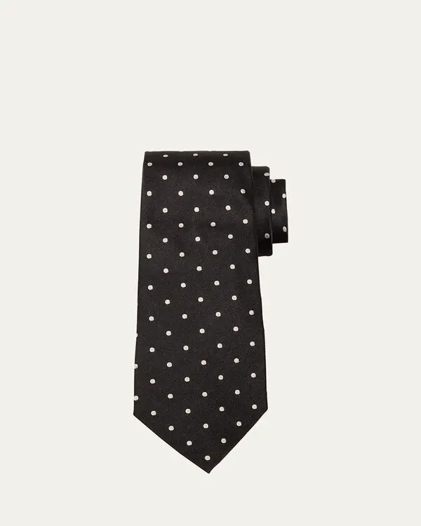 Ralph Lauren Purple Label Dotted Satin Neck Tie - Black