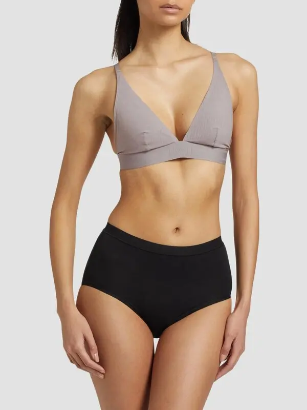 Wolford Beauty Cotton Triangle Bralette - Smoke