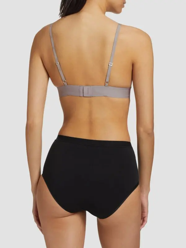 Wolford Beauty Cotton Triangle Bralette - Smoke