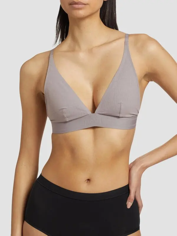 Wolford Beauty Cotton Triangle Bralette - Smoke