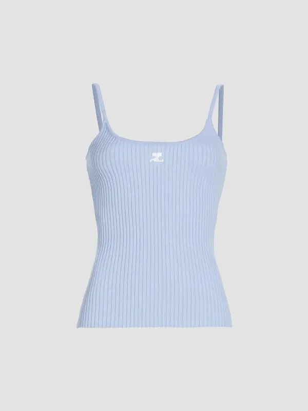 COURREGES Embroidered Rib-knit Camisole - Sky