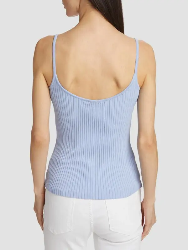 COURREGES Embroidered Rib-knit Camisole - Sky