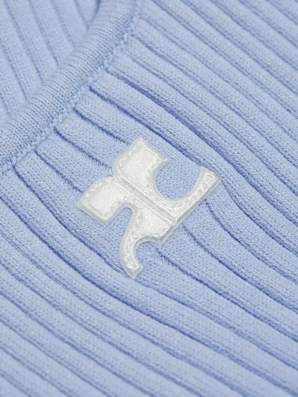 COURREGES Embroidered Rib-knit Camisole - Sky