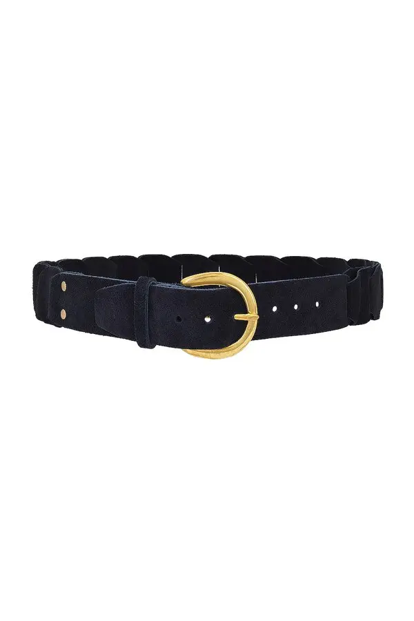 BODE Suede Link Belt With Gold-tone Buckle - Navy