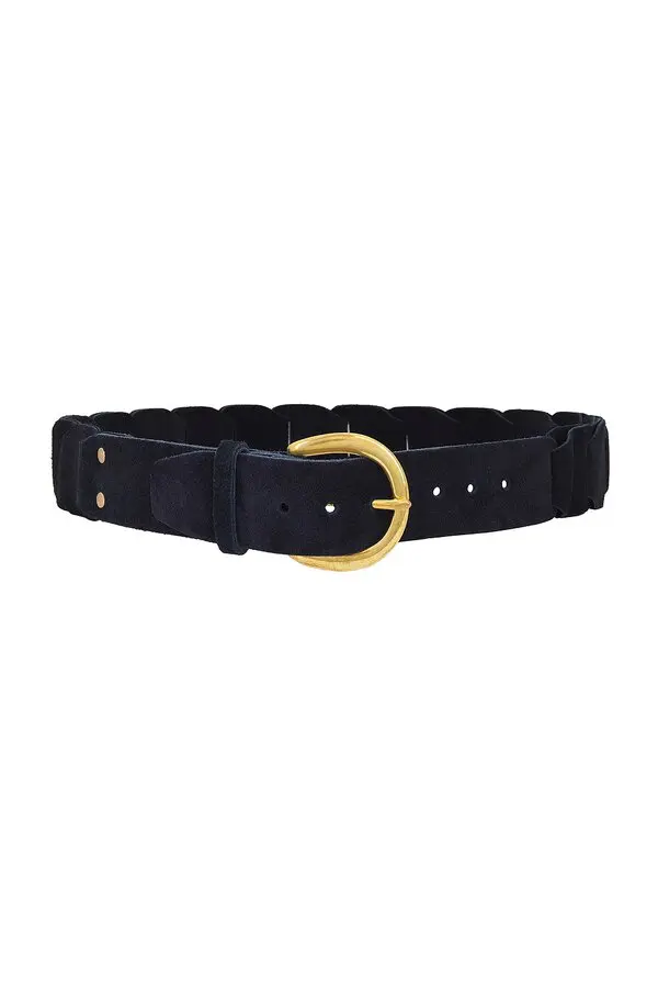 BODE Suede Link Belt With Gold-tone Buckle - Navy