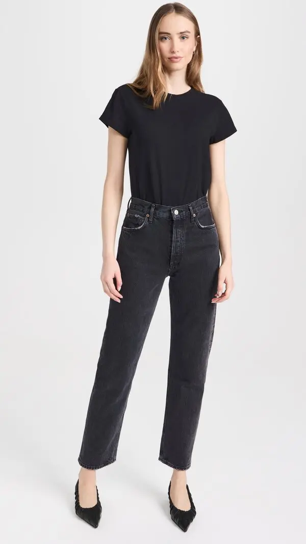 AGOLDE Adine Shrunken Tee - Black