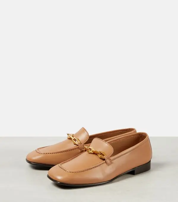 JIMMY CHOO Diamond Tilda Leather Loafers - Beige