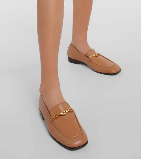 JIMMY CHOO Diamond Tilda Leather Loafers - Beige