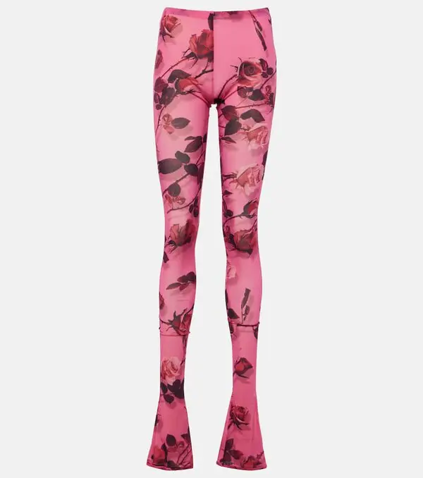 Blumarine Semi-sheer Printed Leggings - Purple