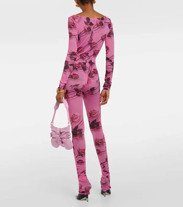 Blumarine Semi-sheer Printed Leggings - Purple