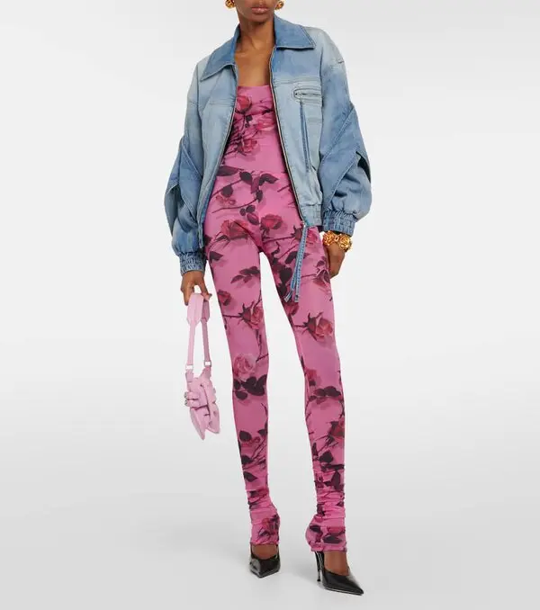 Blumarine Semi-sheer Printed Leggings - Purple