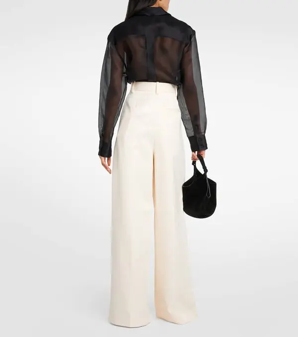 Khaite Teyana Pleated Satin Wide-leg Pants