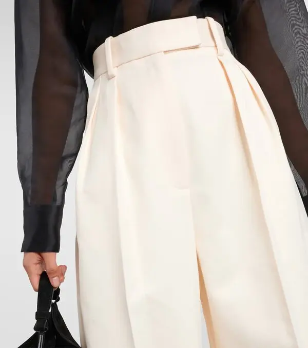 Khaite Teyana Pleated Satin Wide-leg Pants