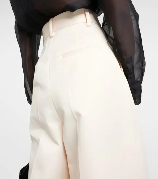 Khaite Teyana Pleated Satin Wide-leg Pants
