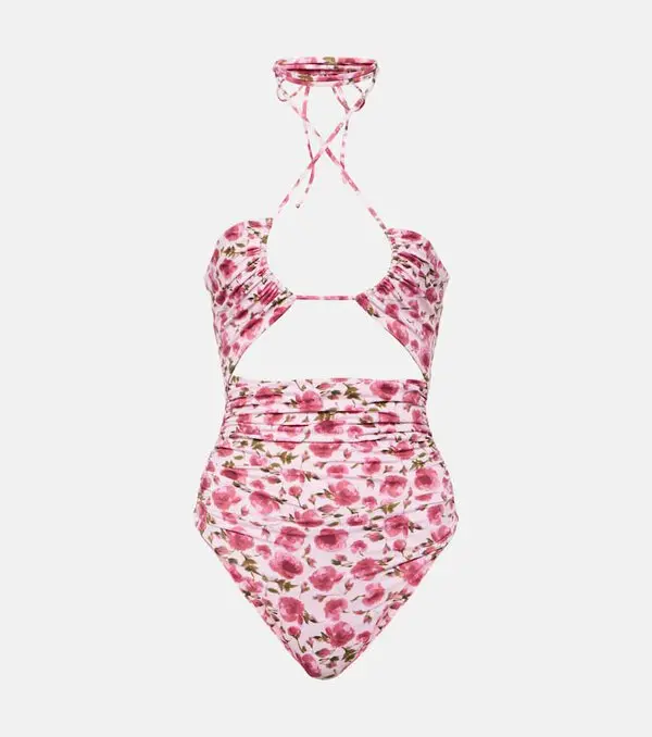 Magda Butrym Floral Halterneck One Piece Swimsuit - Pink