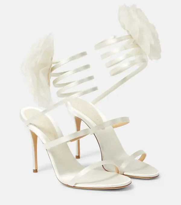 Magda Butrym Floral-appliqué Sandals - White