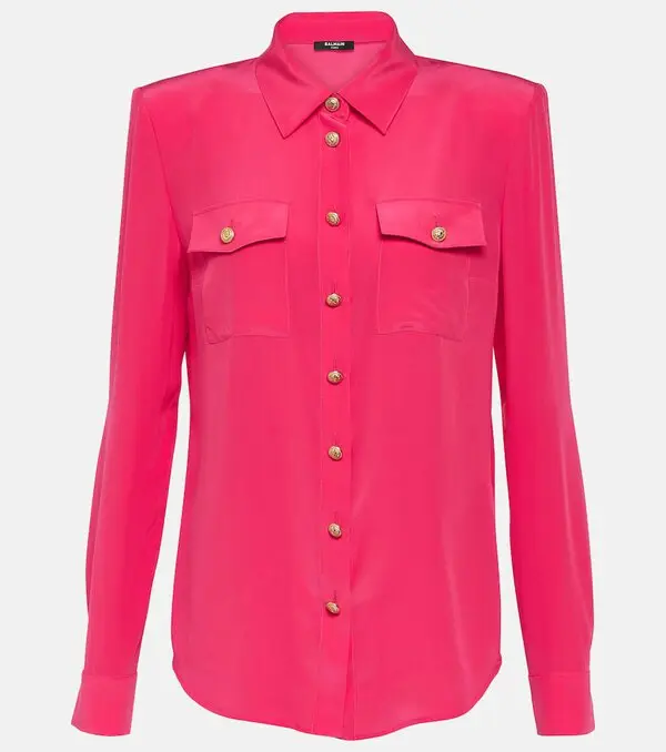 Balmain Silk Crepe De Chine Shirt - Pink