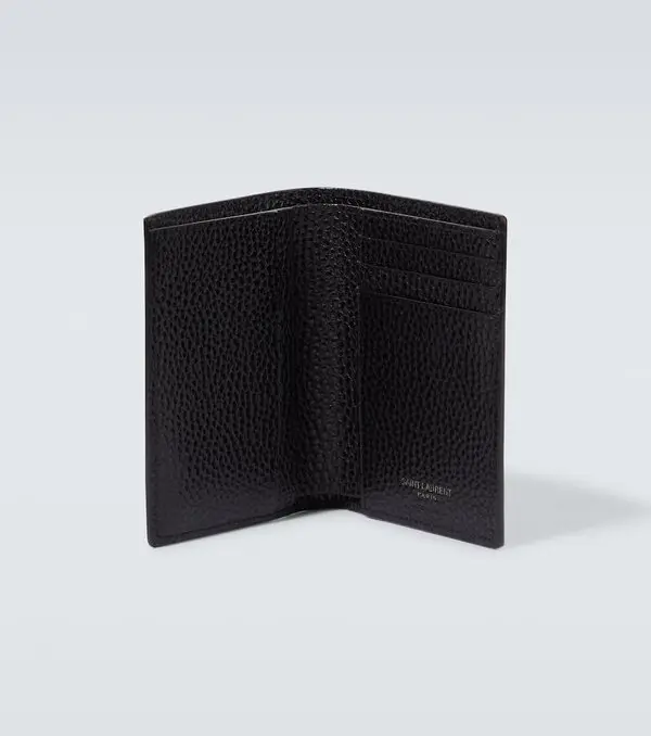 Saint Laurent Tiny Cassandre Leather Wallet - Black