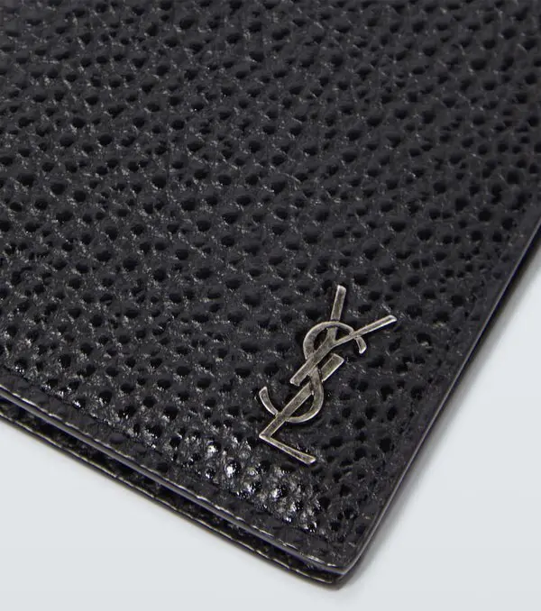 Saint Laurent Tiny Cassandre Leather Wallet - Black
