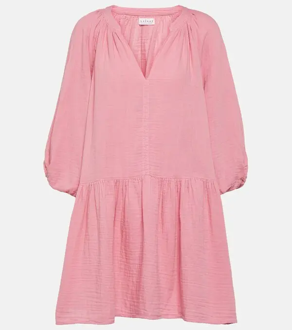 Velvet By Graham & Spencer Nica Cotton Gauze Minidress - Pink