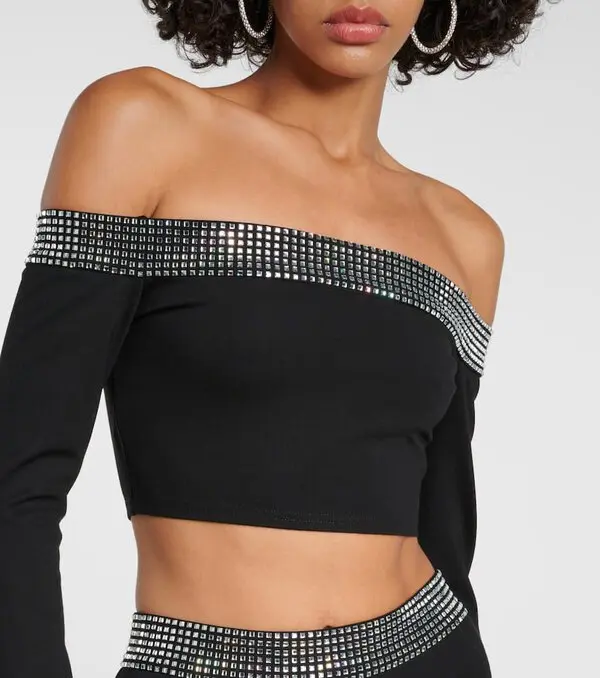 David Koma Crystal-embellished Crop Top