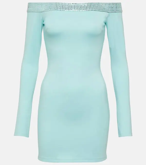 David Koma Crystal-embellished Minidress - Blue