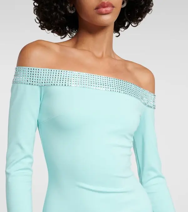David Koma Crystal-embellished Minidress - Blue