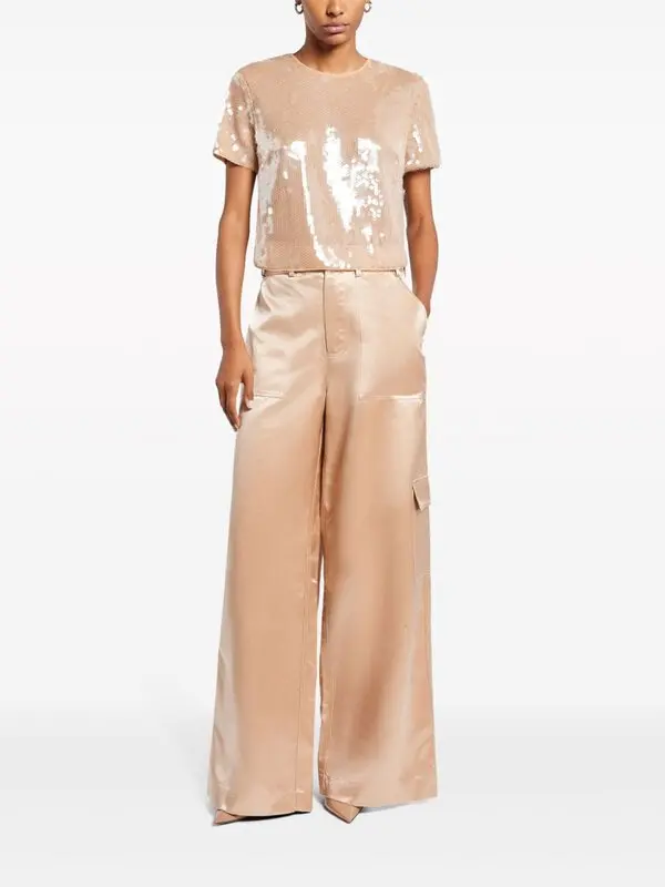 Staud Belted Satin Palazzo Pants