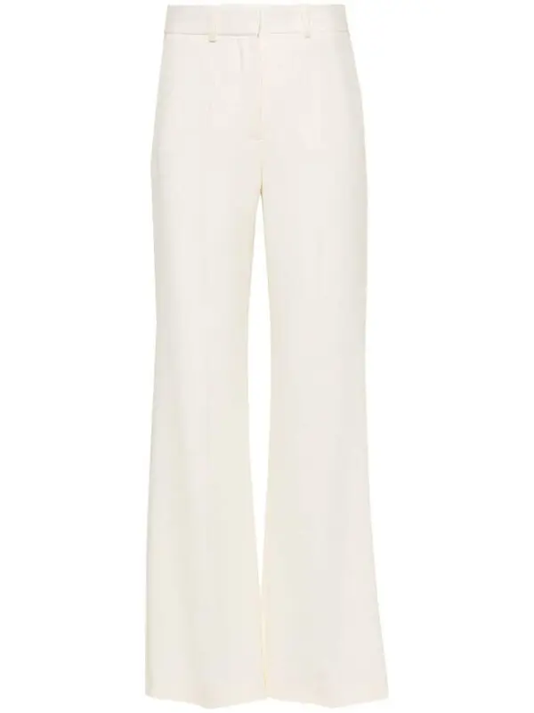 JOSEPH Pressed-crease Flared Trousers - White